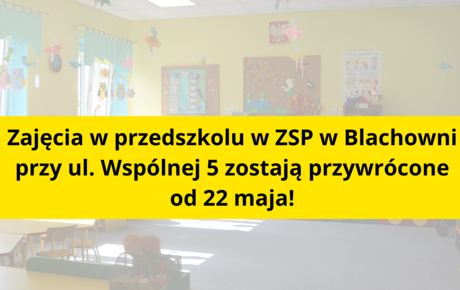 Zajęcia przdszkolne w ZSP w Blachowni przywrócone od 22 maja - Gmina ...